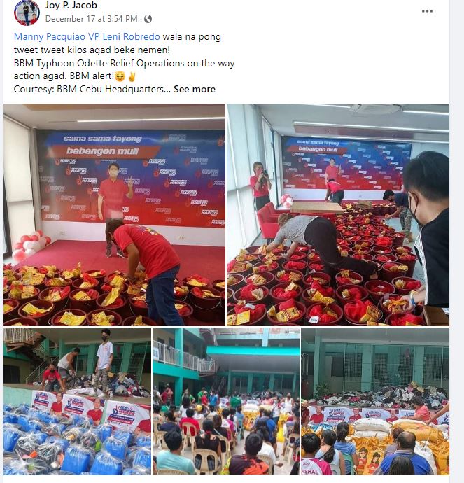 BMM-Sara Helped Typhoon Odette Victims In Advance Way Before Manny-Leni ...